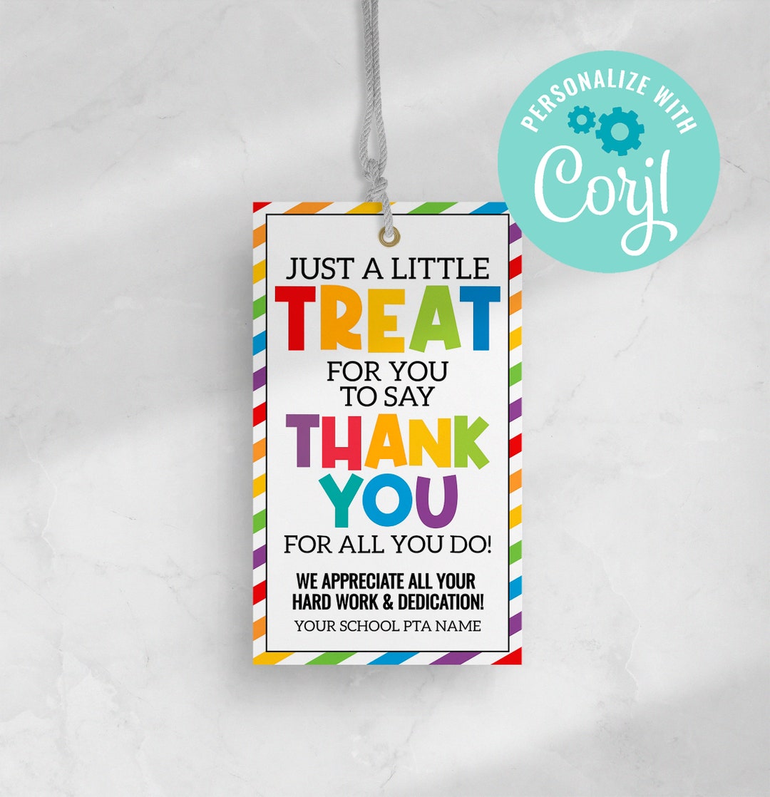 Employee Appreciation Gift Tag: Editable Thank You Treat (instant ...