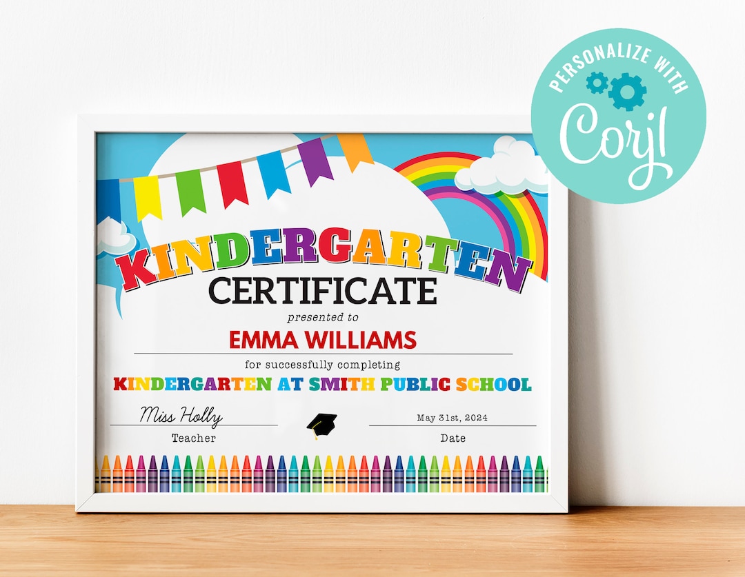 Editable Kindergarten Graduation Certificate: Instant Download - Etsy