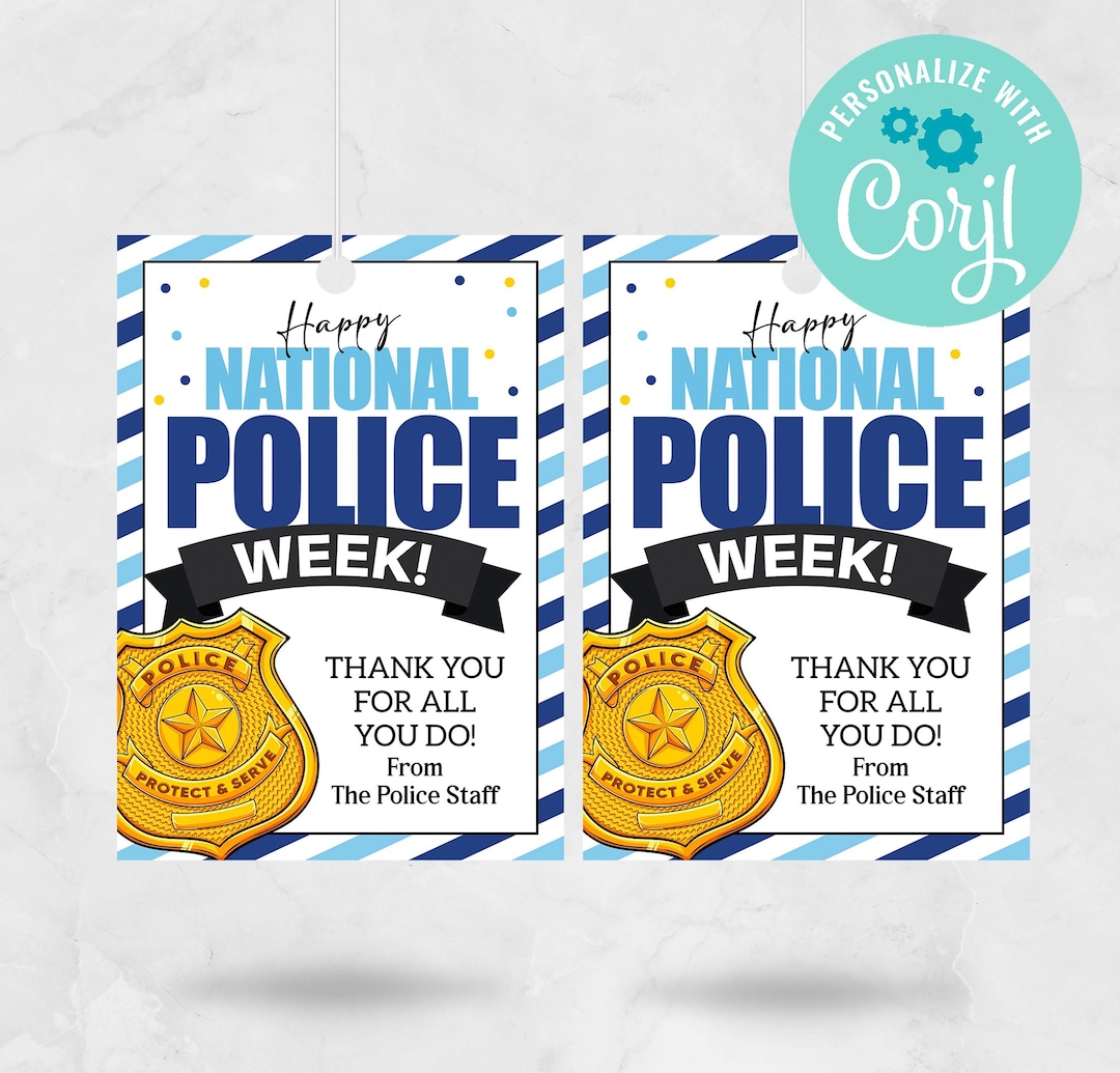 National Police Week Gift Tag: Editable Thank You Tags (digital ...