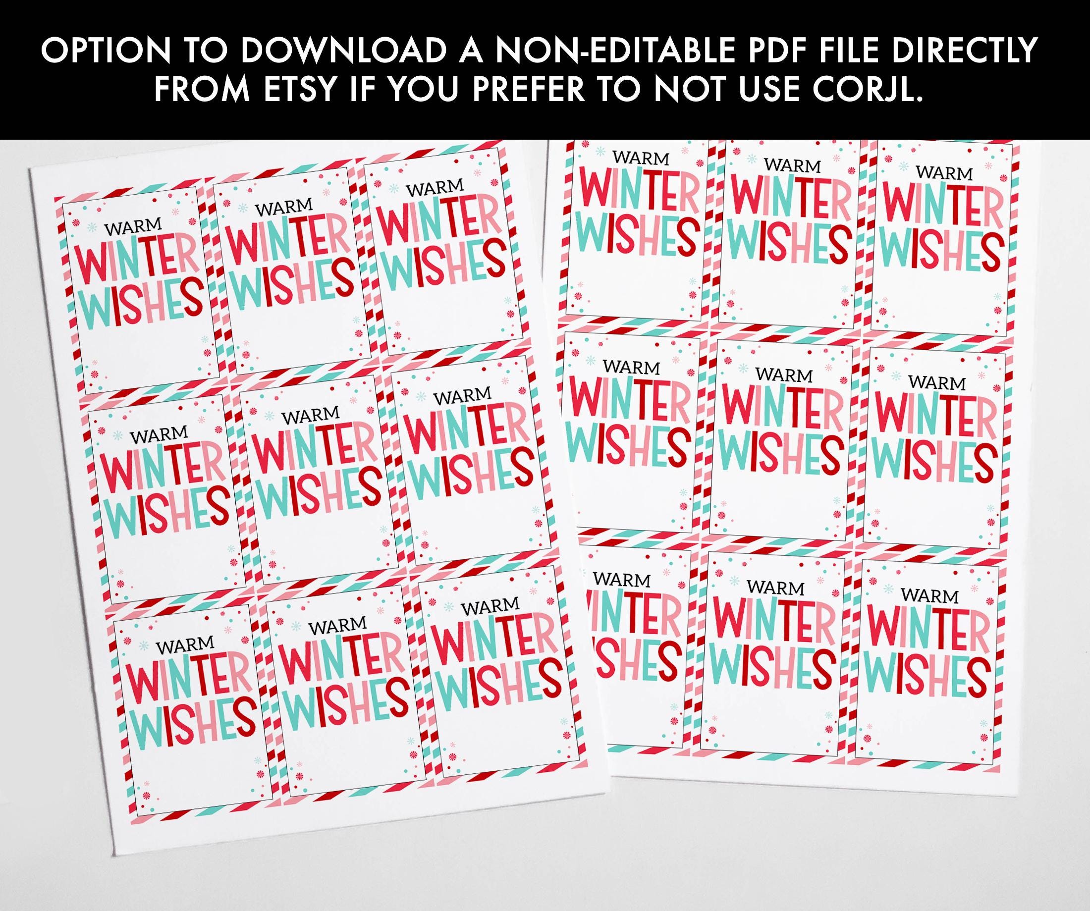 EDITABLE, INSTANT DOWNLOAD Warm Winter Wishes Gift Tag, Corjl Template ...