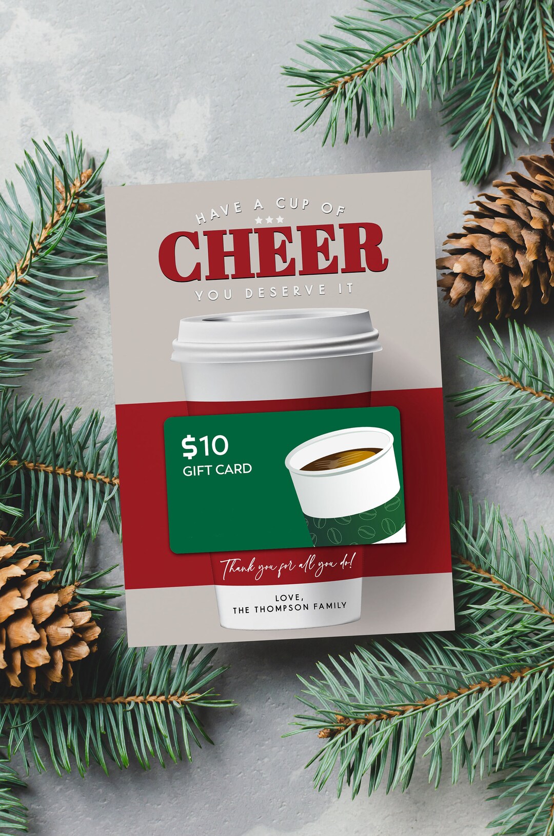 EDITABLE, INSTANT DOWNLOAD Printable Christmas Coffee Gift Card Holder ...