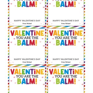 You're the Balm Valentine's Day Card Kids Classroom Lip Balm Valentine ...