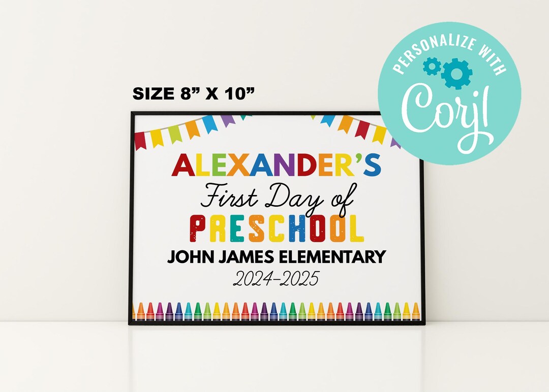 Editable First Day of School Sign: Printable Keepsake (digital Download ...