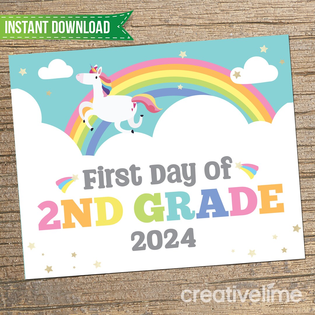 First Day of 2nd Grade Sign Unicorn First Day of School Sign Girl ...