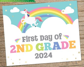 Unicorn First Day of 2nd Grade Sign Girl First Day of School Sign ...
