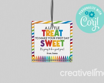 EDITABLE Back to School Gift Tags Printable, First Day of School Gift ...