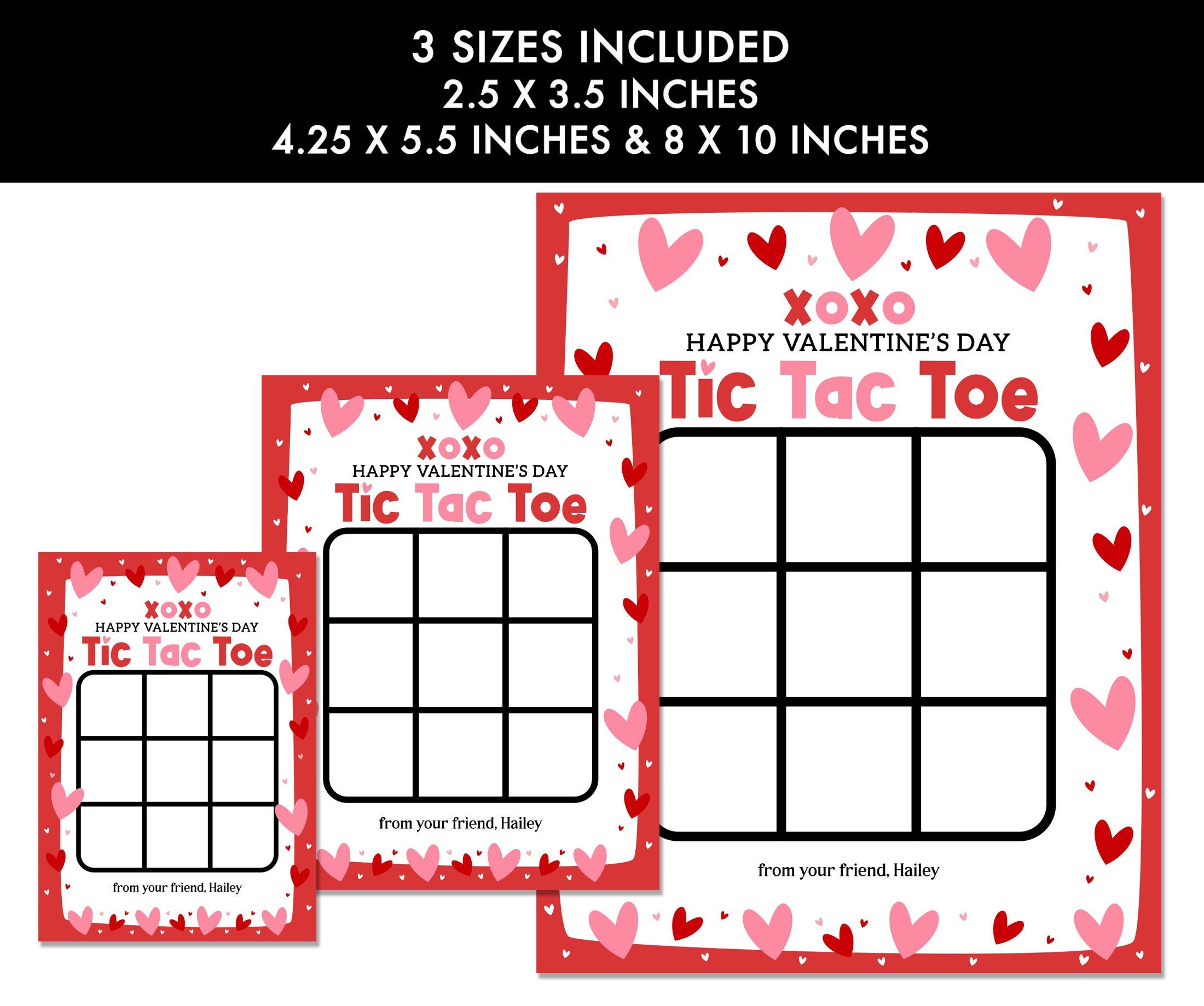 Editable Tic Tac Toe Valentine Card: Classroom Party Game (digital ...