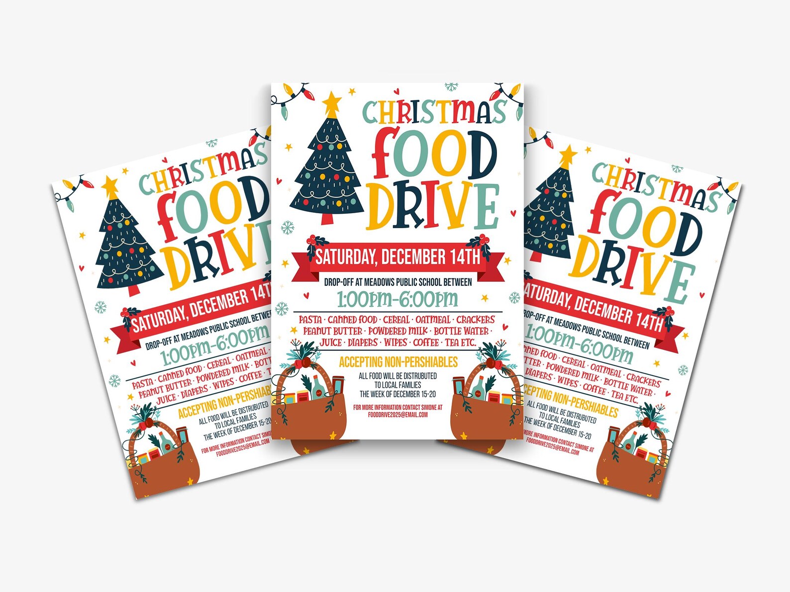 Editable Christmas Food Drive Flyer, Holiday Template (instant Download ...