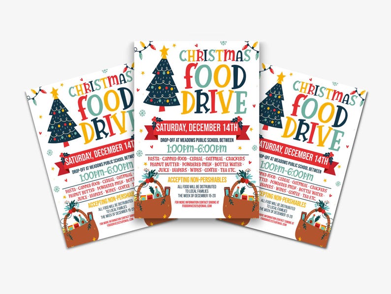 Editable Christmas Food Drive Flyer, Holiday Template (instant Download ...