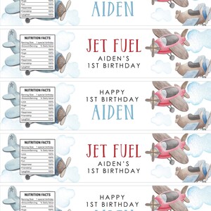 EDITABLE, INSTANT DOWNLOAD Airplane Water Bottle Labels, Airplane ...