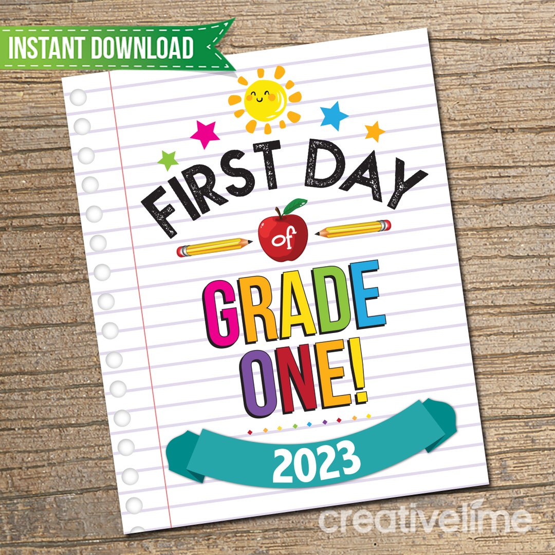 First Day of Grade 1 Sign First Day of School Printable - Etsy