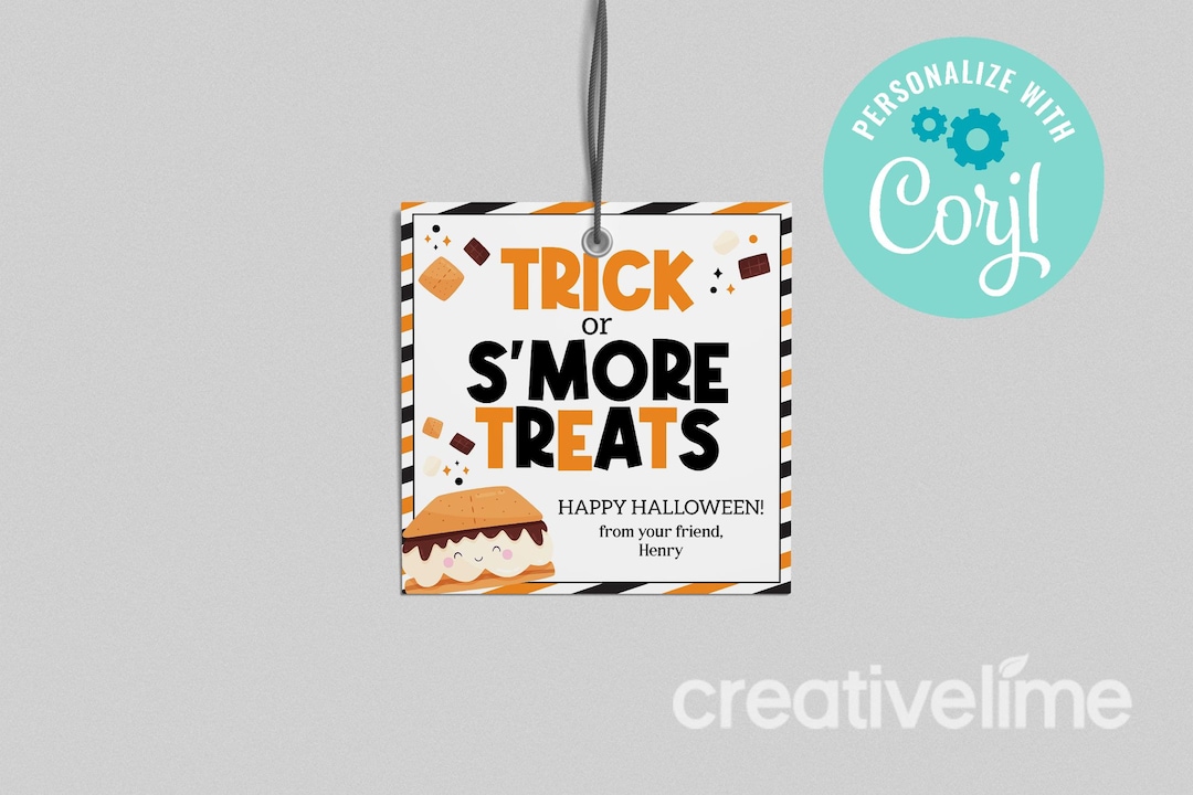 Halloween S'mores Treat Bag, Smore Treats Bag Tag, Happy Halloween Gift ...