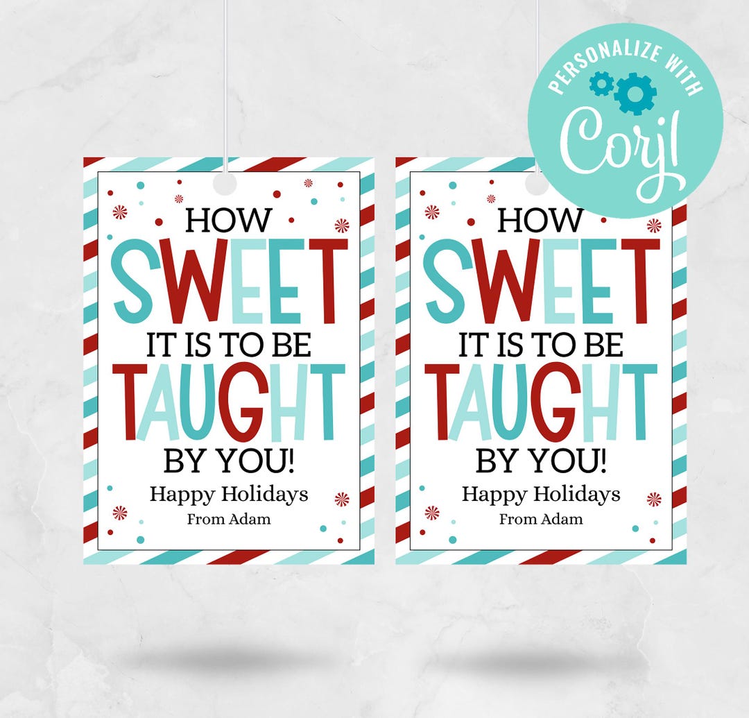 Editable Teacher Gift Tag, Christmas Holiday, Printable (instant ...