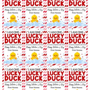 Lucky Duck Valentine's Day Card: Kids Classroom Gift Tag (editable ...