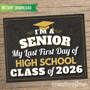 First Day of Senior Year Grade 12 Sign - 1st Day of High School - First ...