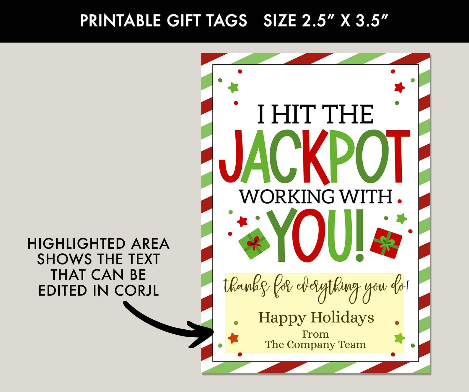 Editable Employee Christmas Gift Tag | Holiday Coworker Appreciation ...