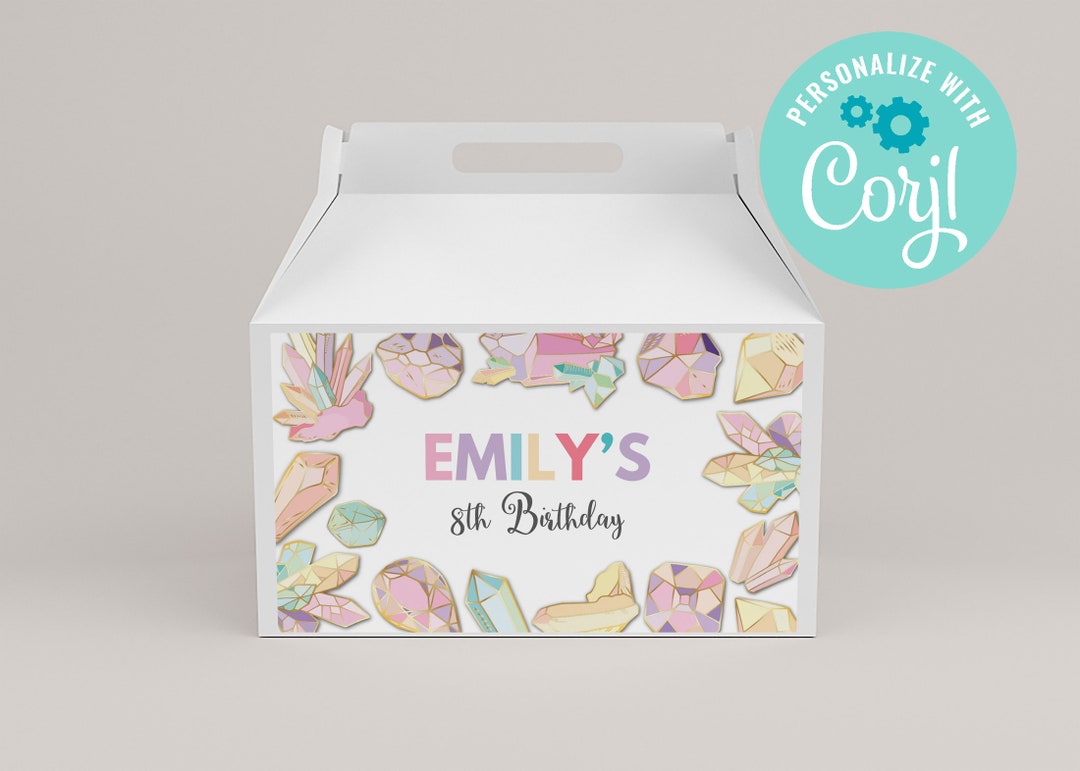 EDITABLE, INSTANT DOWNLOAD Crystal Gable Box Favor Label, Crystals ...
