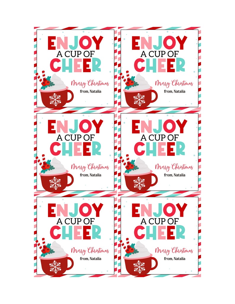 Editable Christmas Gift Tag Printable, Hot Cocoa Mug (digital Download ...
