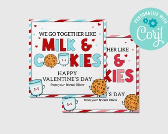 Printable We Go Together Like Cookies and Milk Valentine's Day Card ...