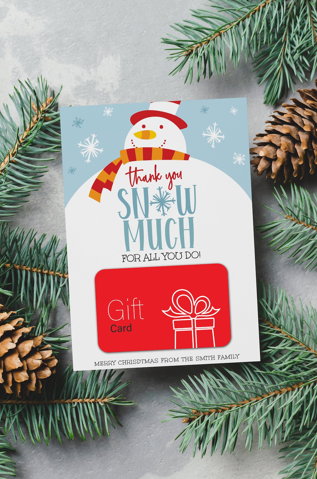 Printable Snowman Gift Card Holder, Editable Thank You Card (digital ...