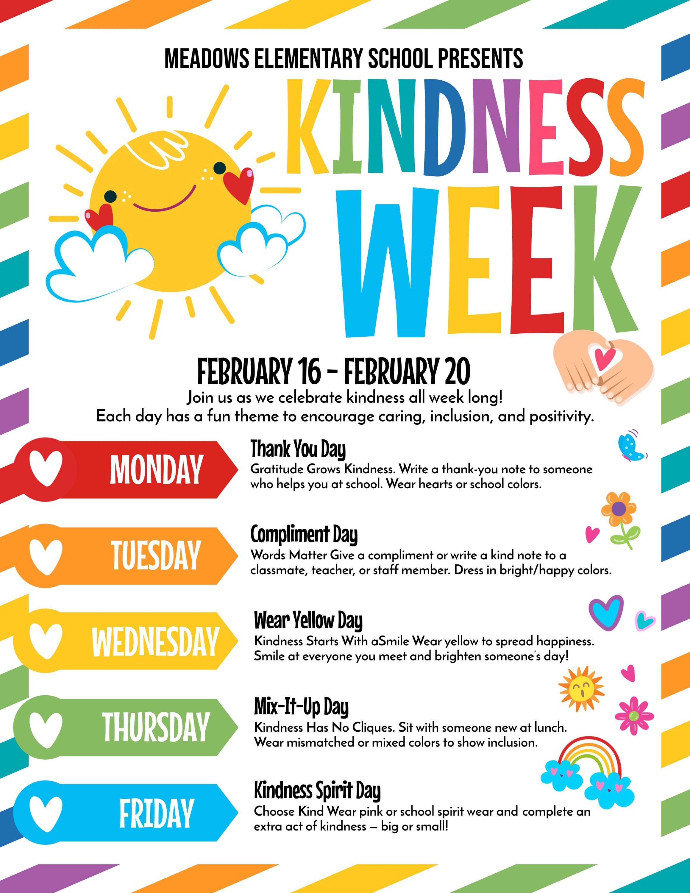 Kindness Week Spirit Days Flyer | Editable School Activities (CORJL) - Etsy