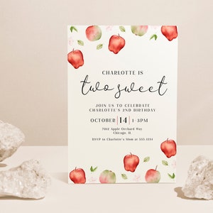 Apple Birthday Invitation, Fall Apples, Two Sweet Apple Orchard Bushel ...