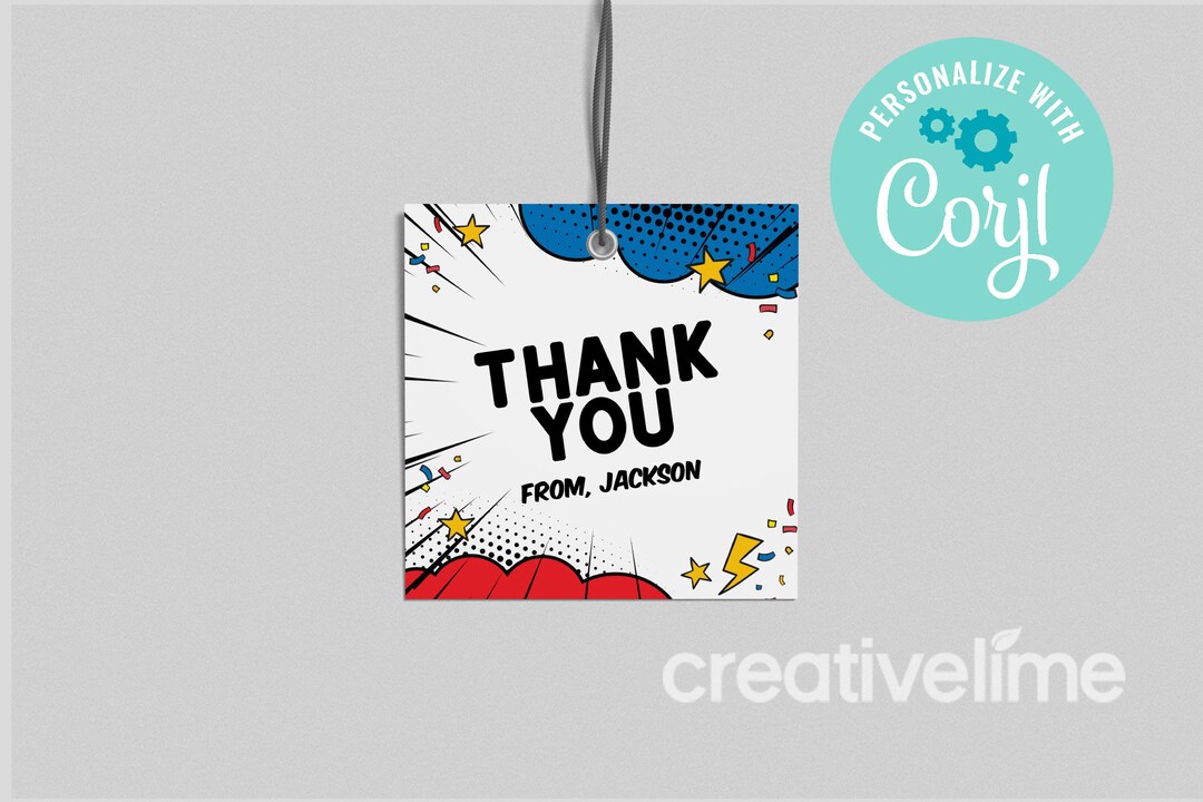 Superhero Favor Tag: Comic Book Birthday Party (editable, Instant ...