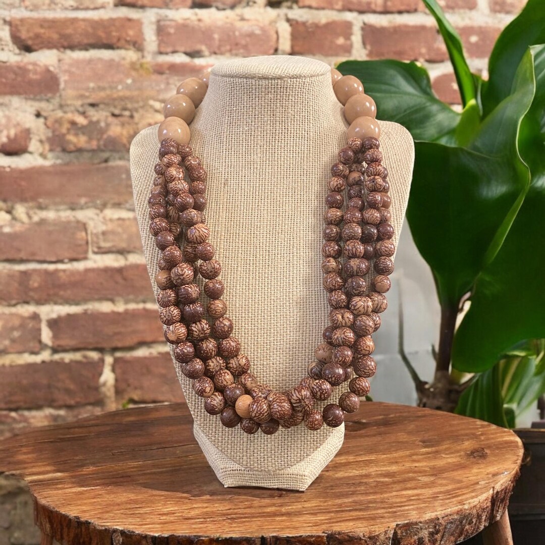 Natural Acai Seed Necklace, Multi Strand Statement Necklace - Etsy