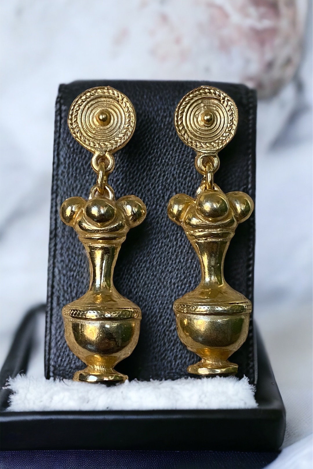 24K Quimbaya Poporo Earrings, Pre Columbian Jewelry - Etsy