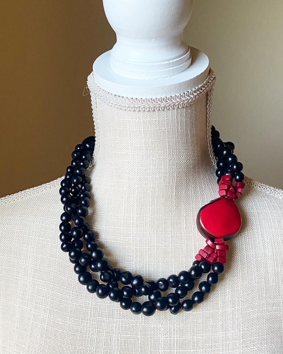 Black Acai Seed Necklace: Red Tagua Nut Bohemian Jewelry - Etsy