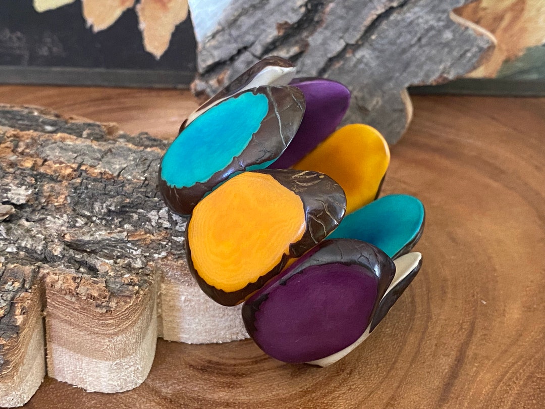 Terra Bracelet| Jade, Saffron Yellow, Ivory, Purple Tagua Bracelet ...