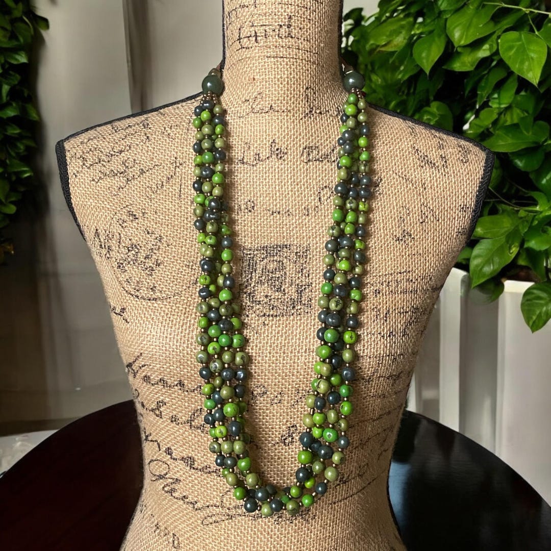 Niagara Necklace| Shades of Green Necklace| Acai and Bombona Seed ...