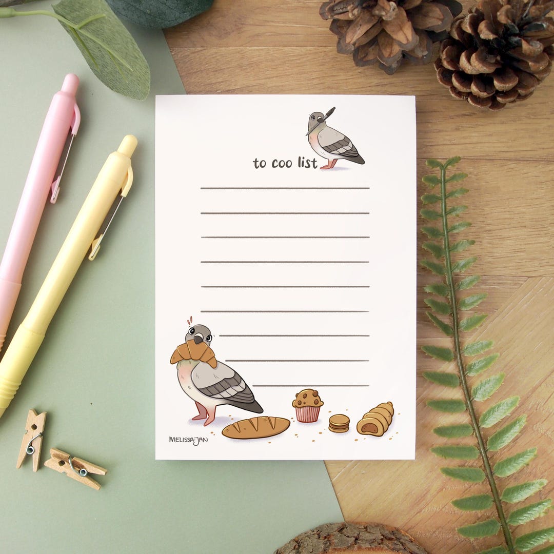 To Coo List Notepad – Pigeon Themed A6 Lined 50 Page Writing Pad - Etsy