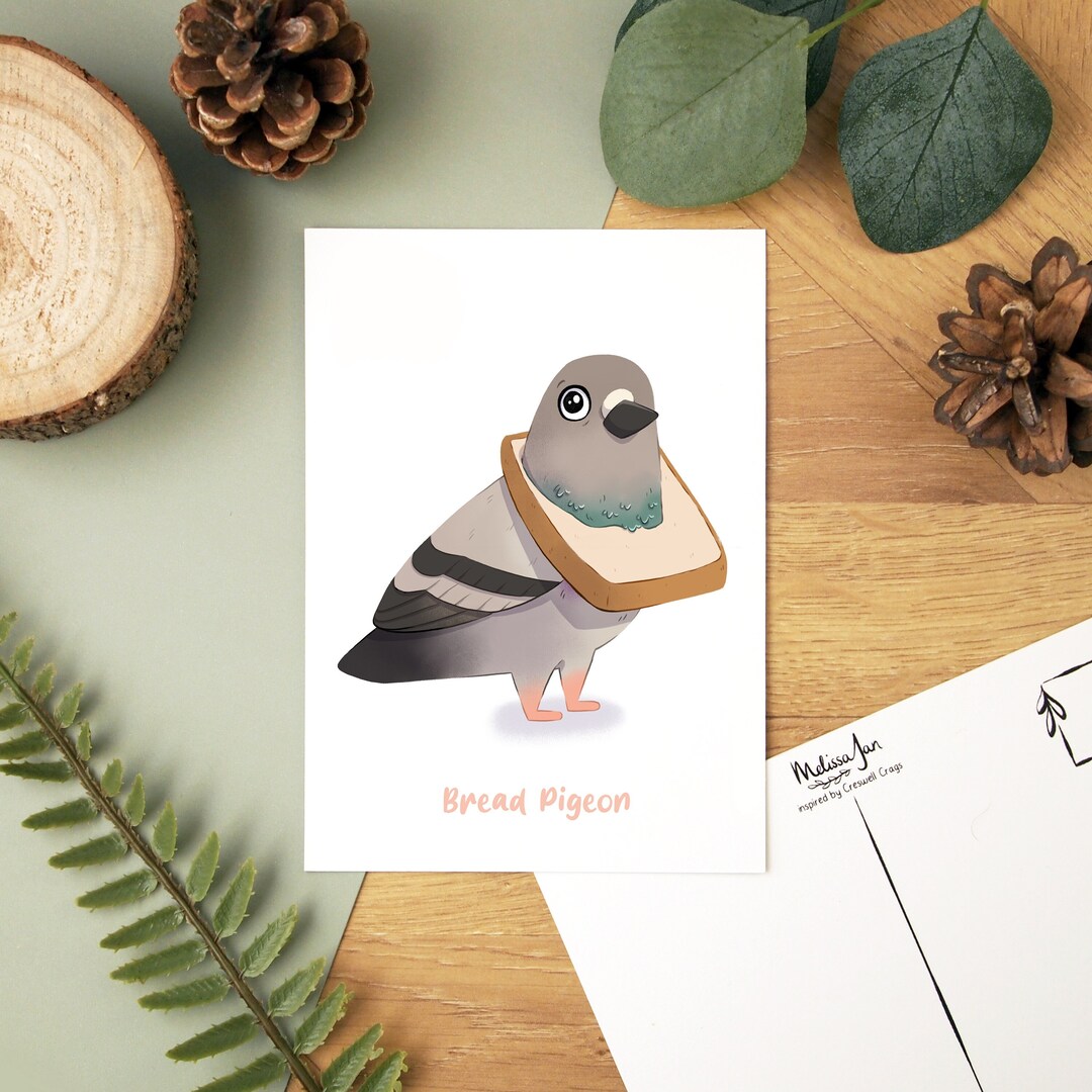 Bread Pigeon Postcard - Small A6 Art Collectable Postcard Print - Etsy