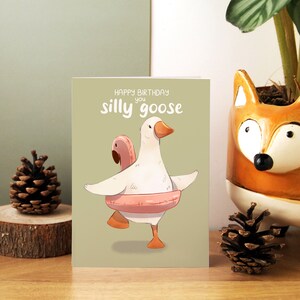 Silly Goose Birthday Card - A6 Size Blank Inside Greeting Card With ...