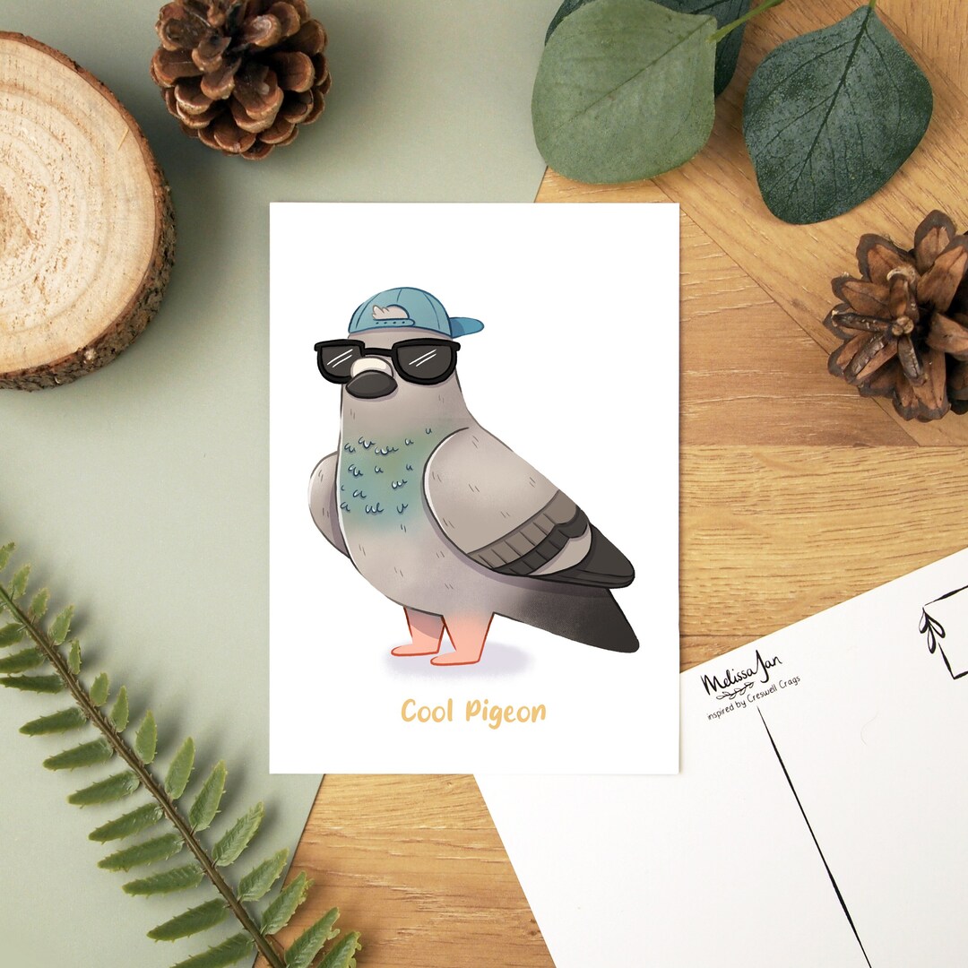 Cool Pigeon Postcard - Small A6 Art Collectable Postcard Print - Etsy