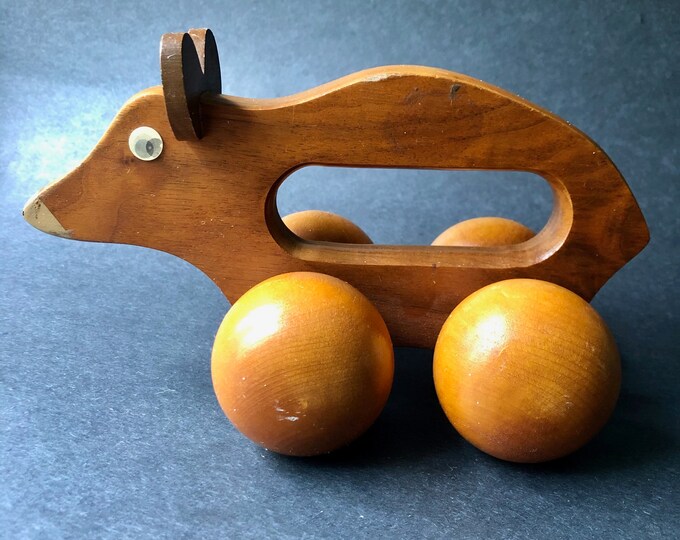 1980's Wooden Push Pull Wooden Toy Mouse With 3D - Etsy