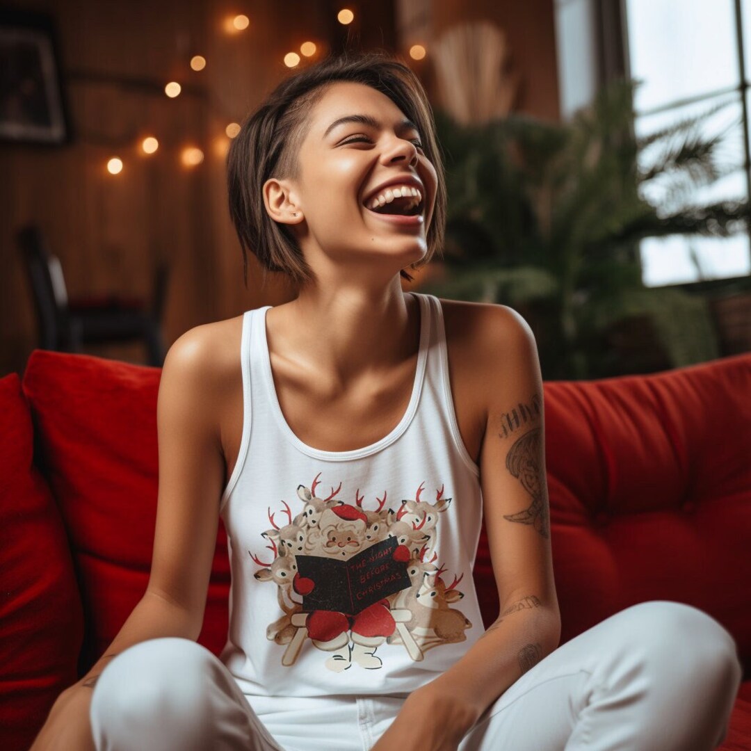 Retro Santa Tank Top Unisex Santa Holiday Shirt Christmas Gift Merry ...