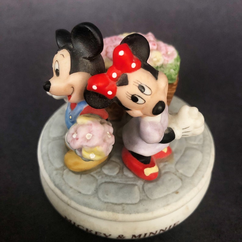 Vintage Disney Music Box with Mickey and Minnie Porcelain | Etsy