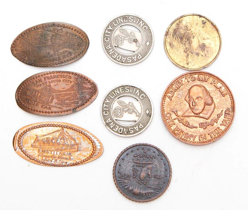 Vintage Transit Tokens - Pressed Penny Lot – Pasadena, Rose Bowl ...