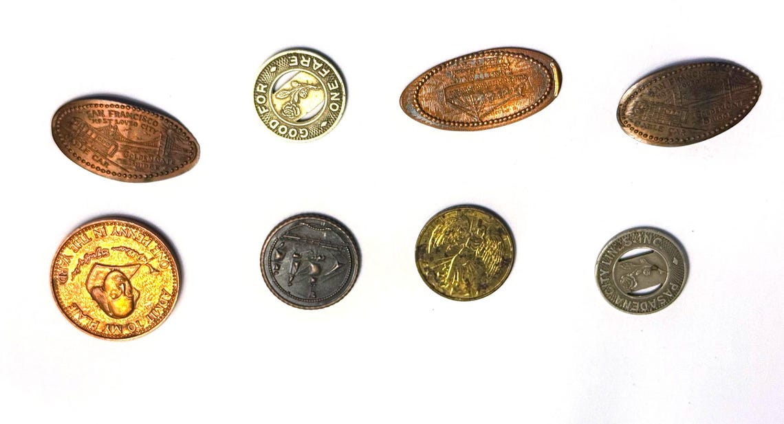Vintage Transit Tokens - Pressed Penny Lot – Pasadena, Rose Bowl ...