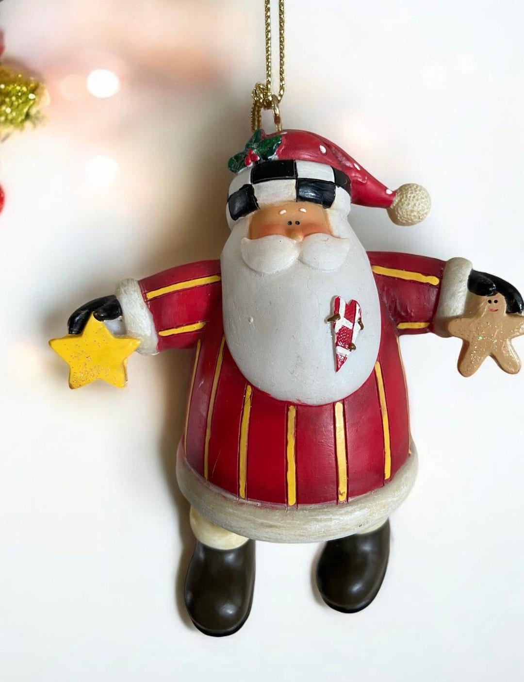 VINTAGE Resin Jolly Saint Nick Santa Claus Star Christmas Tree Xmas ...