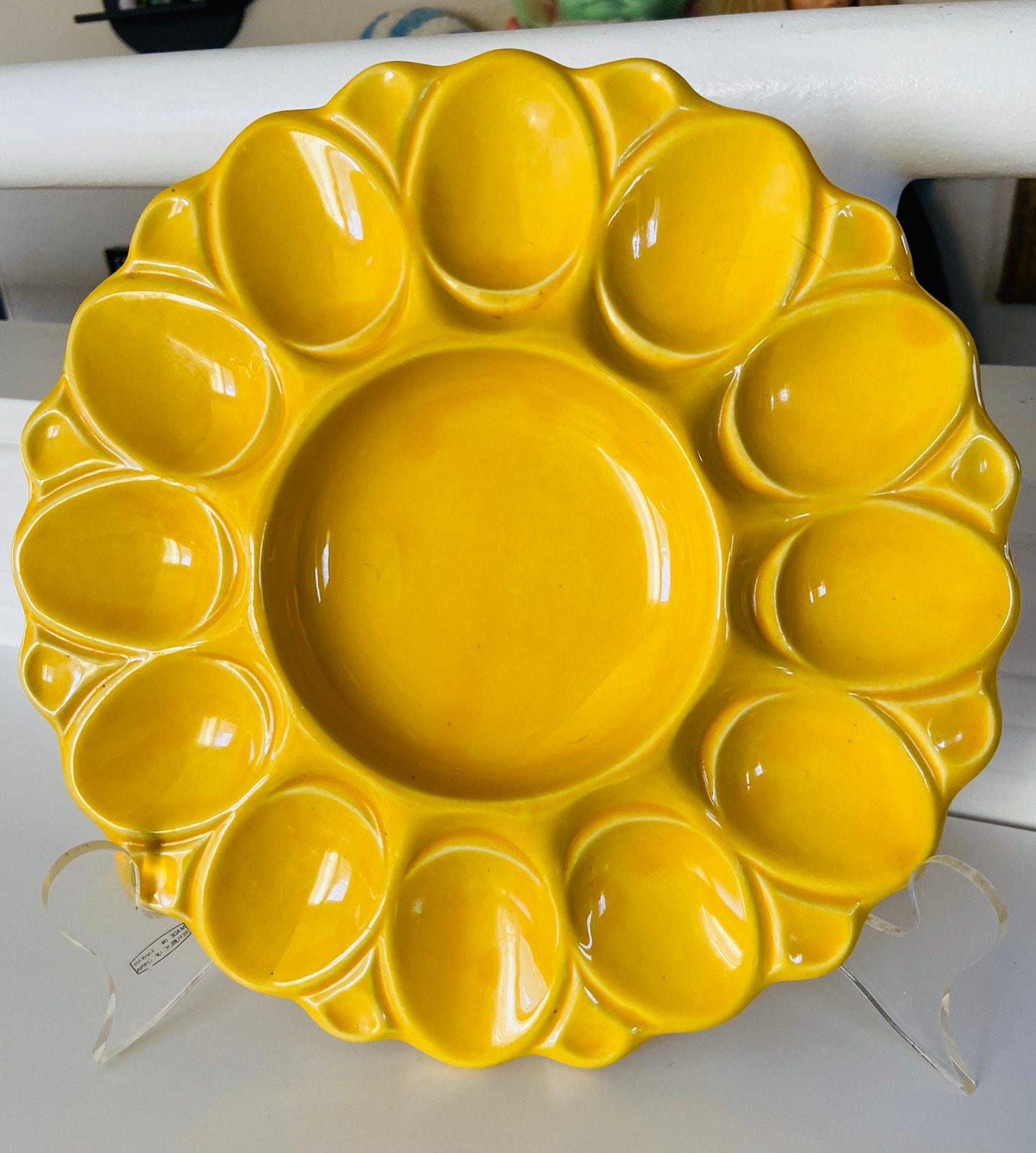 Vintage Mccoy Yellow Deviled Egg Dozen Eggs Pottery Platter Plate 141 ...