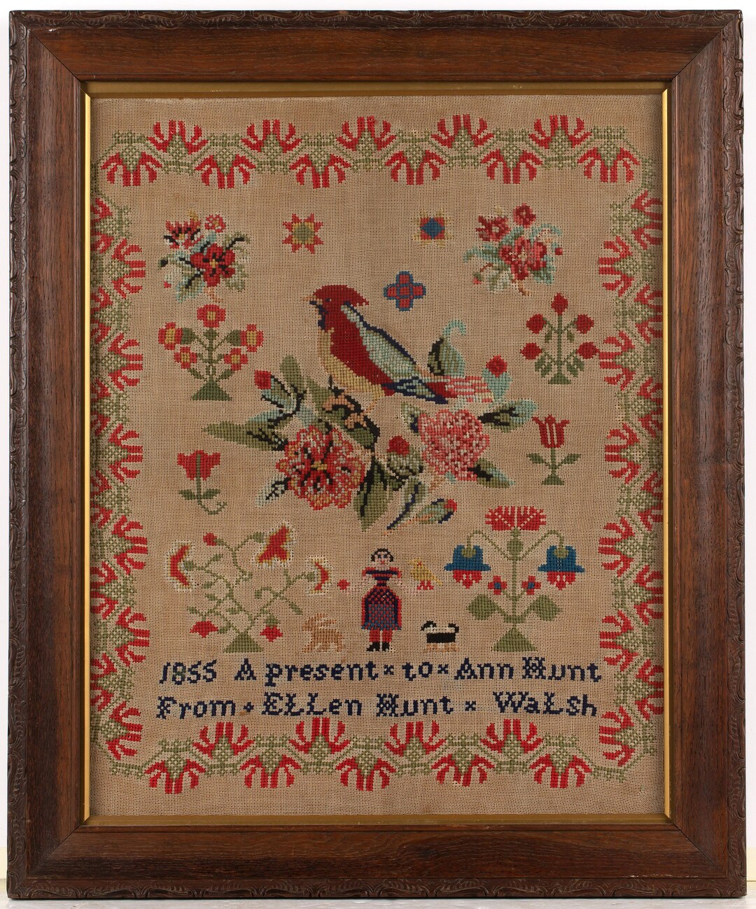 Ann Hunt From Ellen Hunt Walsh 1855 - Reproduction Sampler (PDF) - Etsy