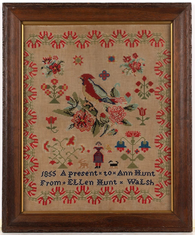 Ann Hunt From Ellen Hunt Walsh 1855 - Reproduction Sampler (PDF) - Etsy