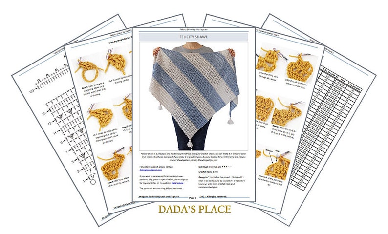 CROCHET PATTERN: Felicity Shawl/easy to Crochet Shawl/triangular ...