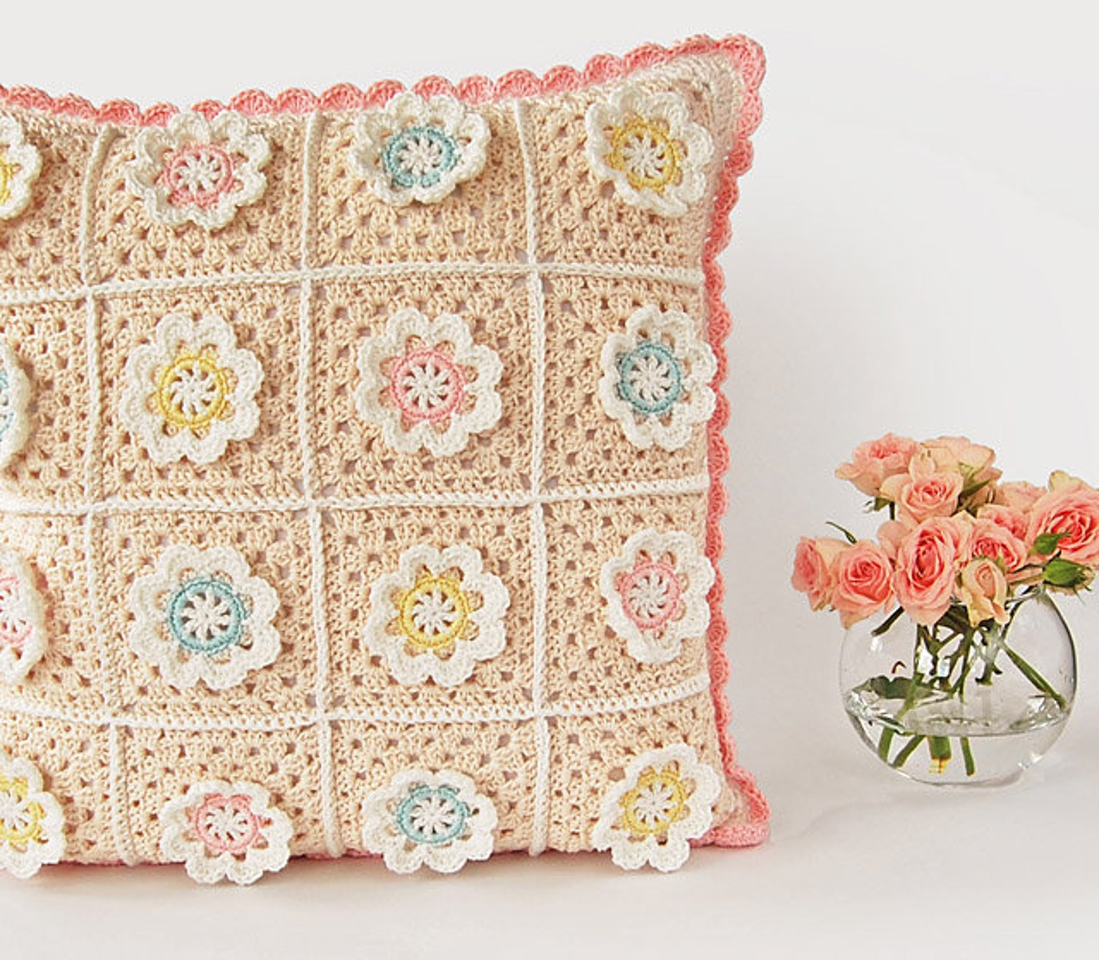 CROCHET PATTERN: Florina Pillow/granny Square Cushion/pdf Pattern and ...