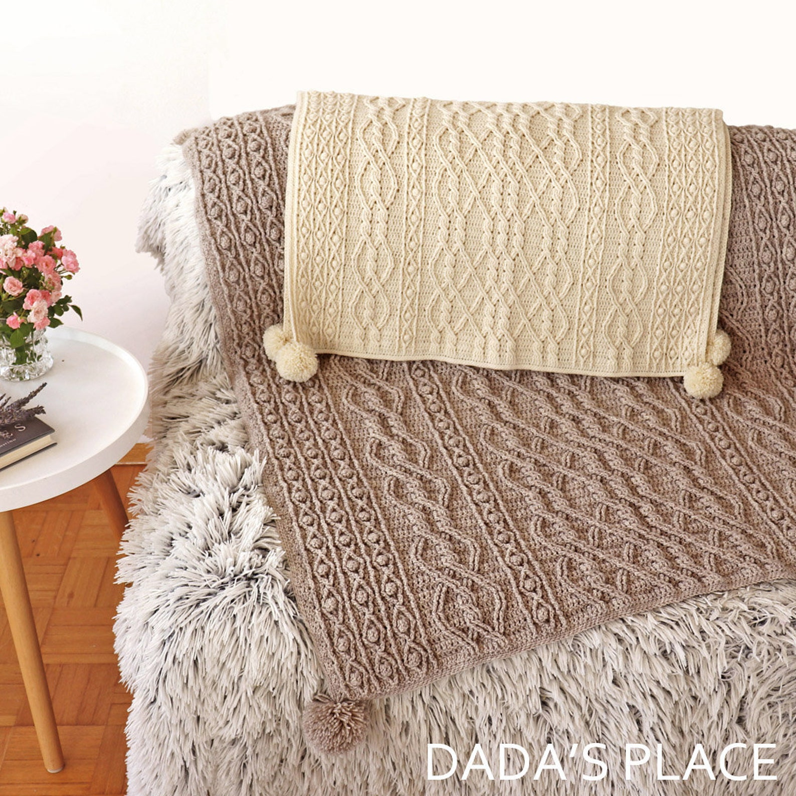 CROCHET BLANKET PATTERN: Maisy Blanket/crochet Cable Baby Blanket ...