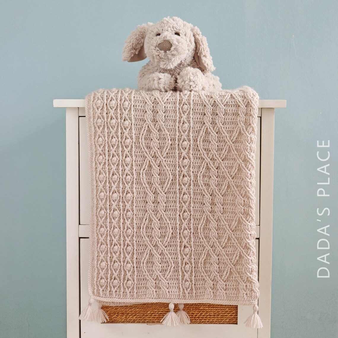 CROCHET BLANKET PATTERN: Maisy Blanket With Tassels/crochet Cable Baby ...