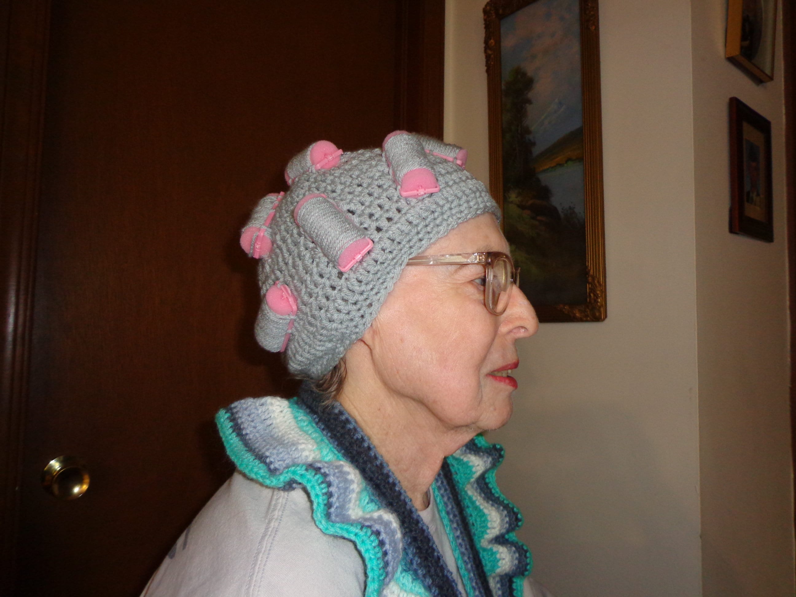 Curler Hat, Little Old Lady Hat, Gag Gift, Wig Hat, Chemo Hat, Costume ...